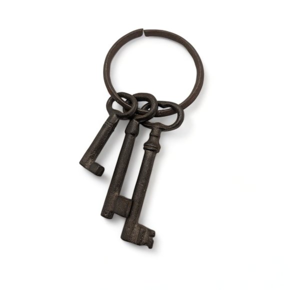 Source Unknown | Other | 3 Cast Iron Jailers Church Skeleton Key Ring ...